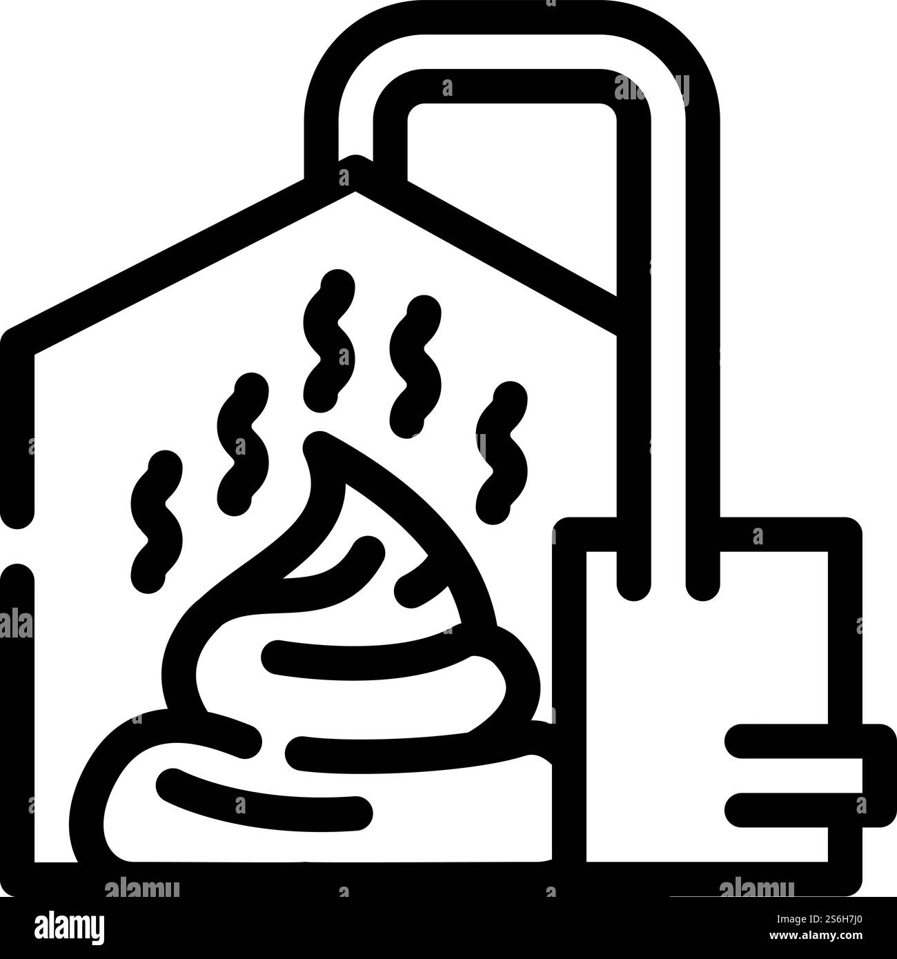 method of obtaining from feces biogas line icon vector. method of ...