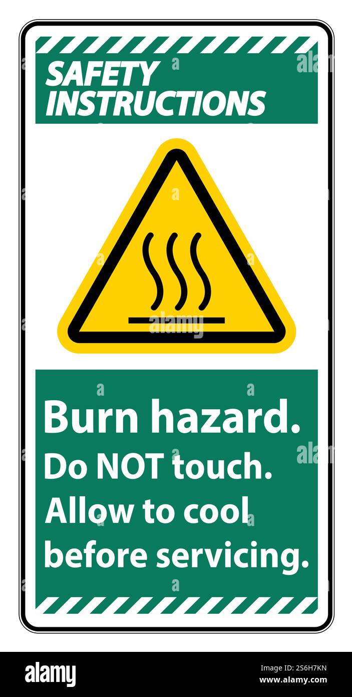 Safety Instructions Burn hazard safety,Do not touch label Sign on white ...