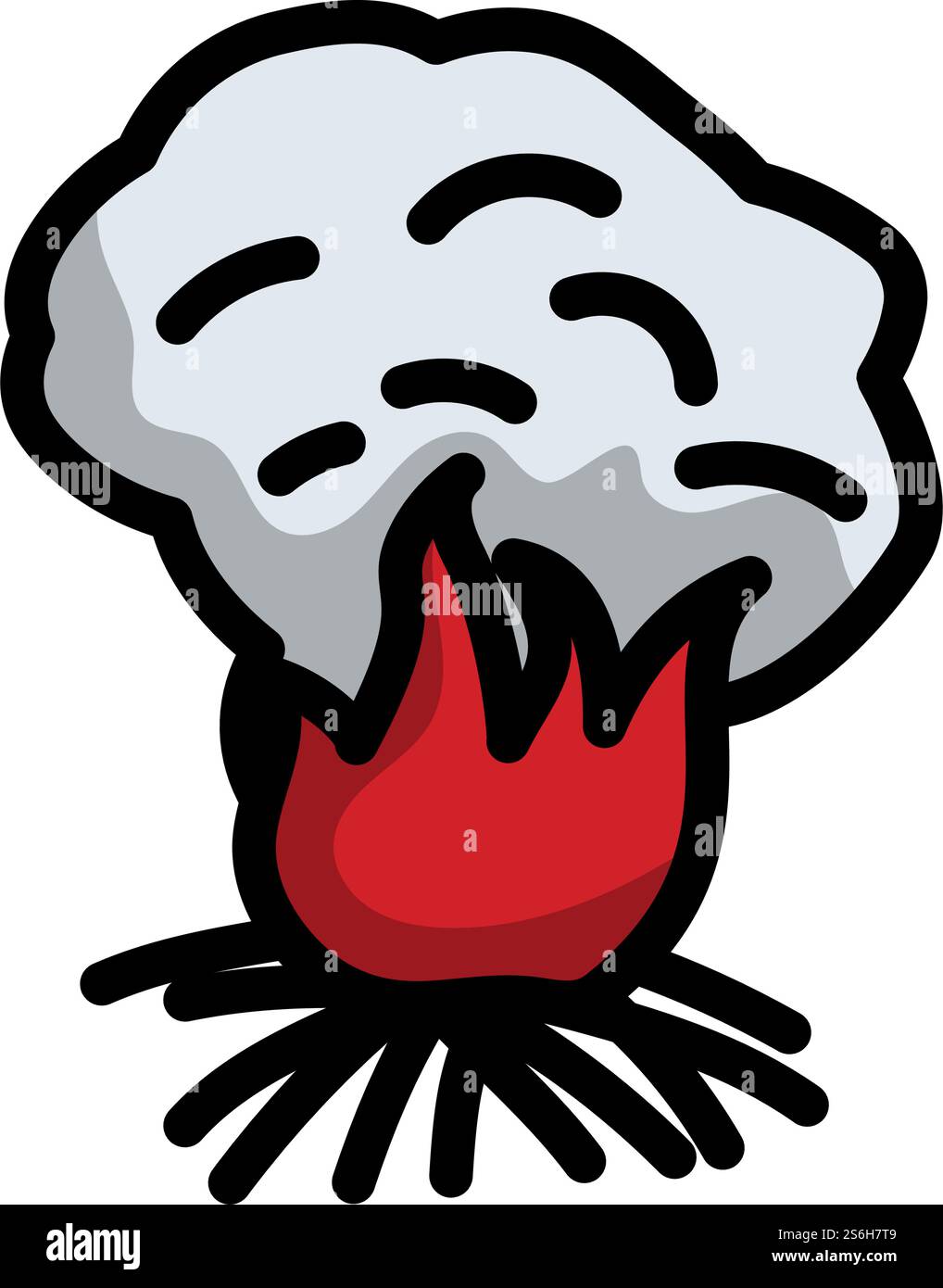 Sesonal Grass Burning Icon. Editable Bold Outline With Color Fill ...