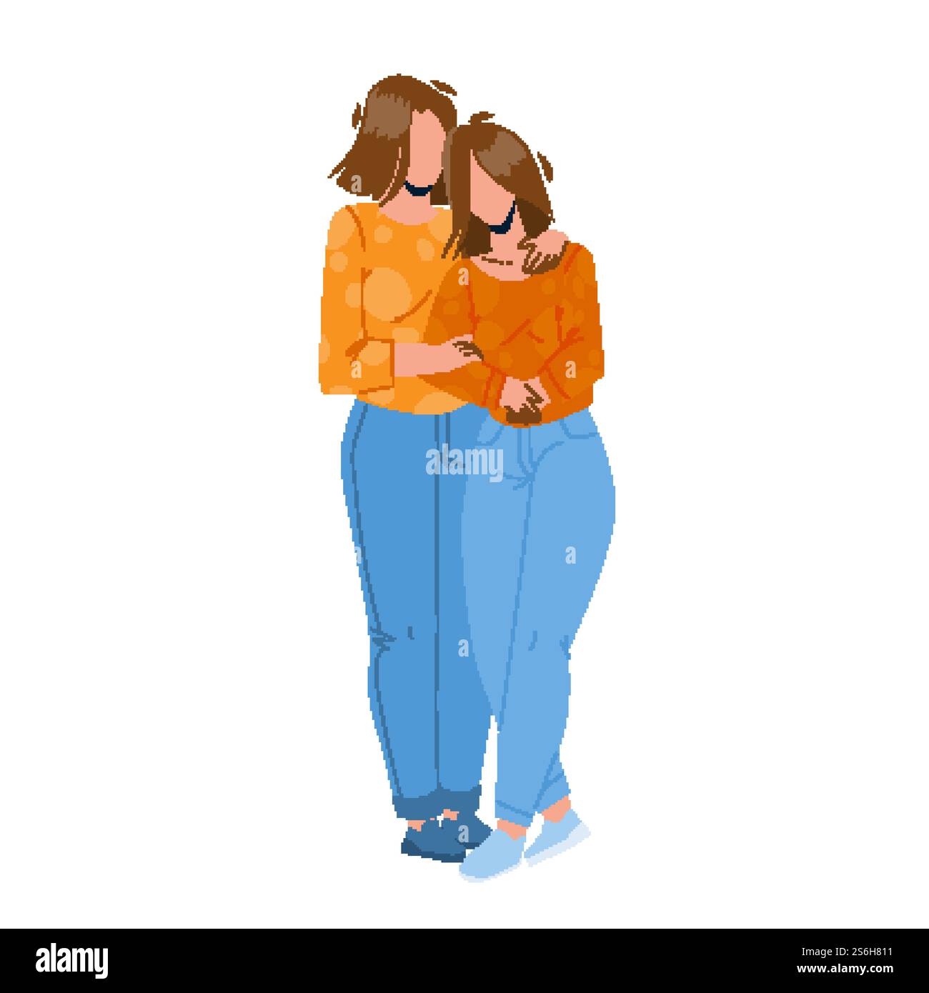 Mother And Daughter Embracing Together Vector. Mother And Daughter ...