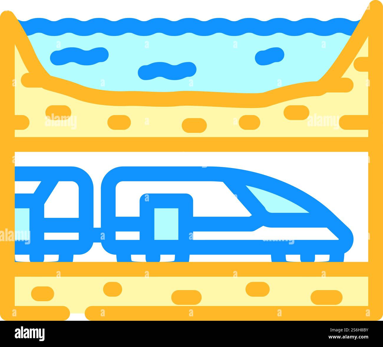 underwater railway tunnel color icon vector. underwater railway tunnel ...