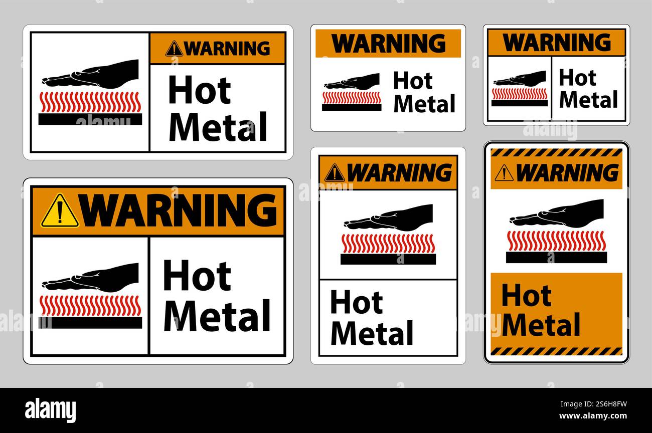 Warning Hot Metal Symbol Sign Isolated On White Background Stock Vector ...