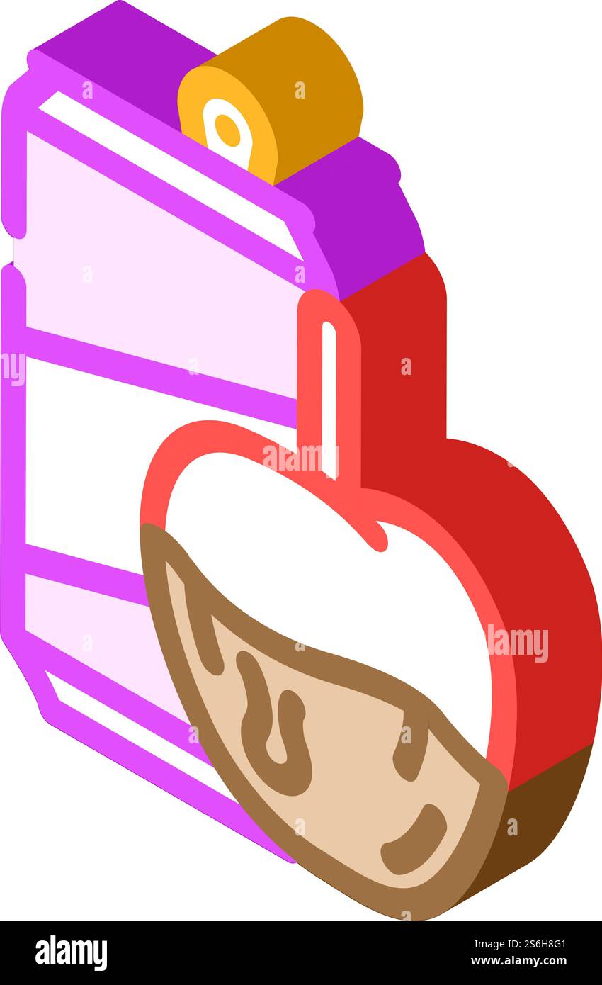 caramel fruits snack and drink isometric icon vector. caramel fruits ...