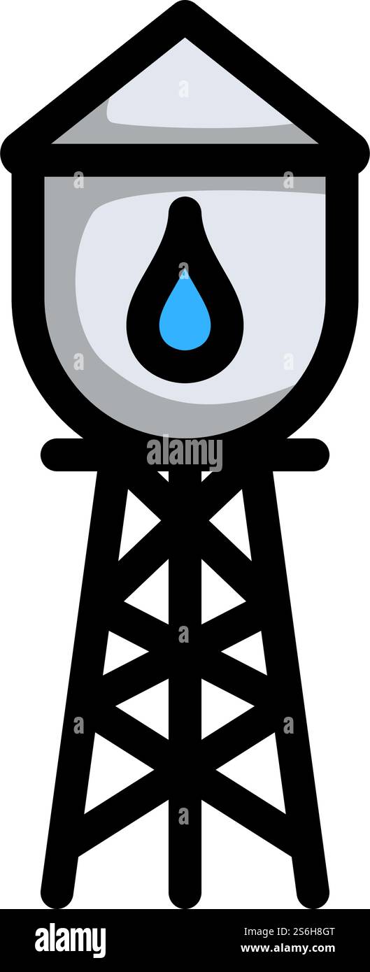 Water Tower Icon. Editable Bold Outline With Color Fill Design. Vector ...