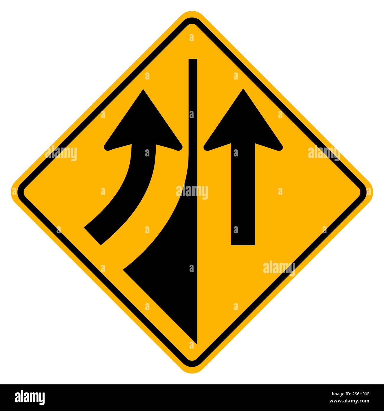 Warning road sign merging from the Left Stock Vector Image & Art - Alamy