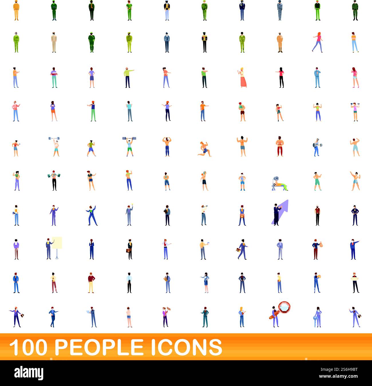 100 people icons set. Cartoon illustration of 100 people icons vector ...