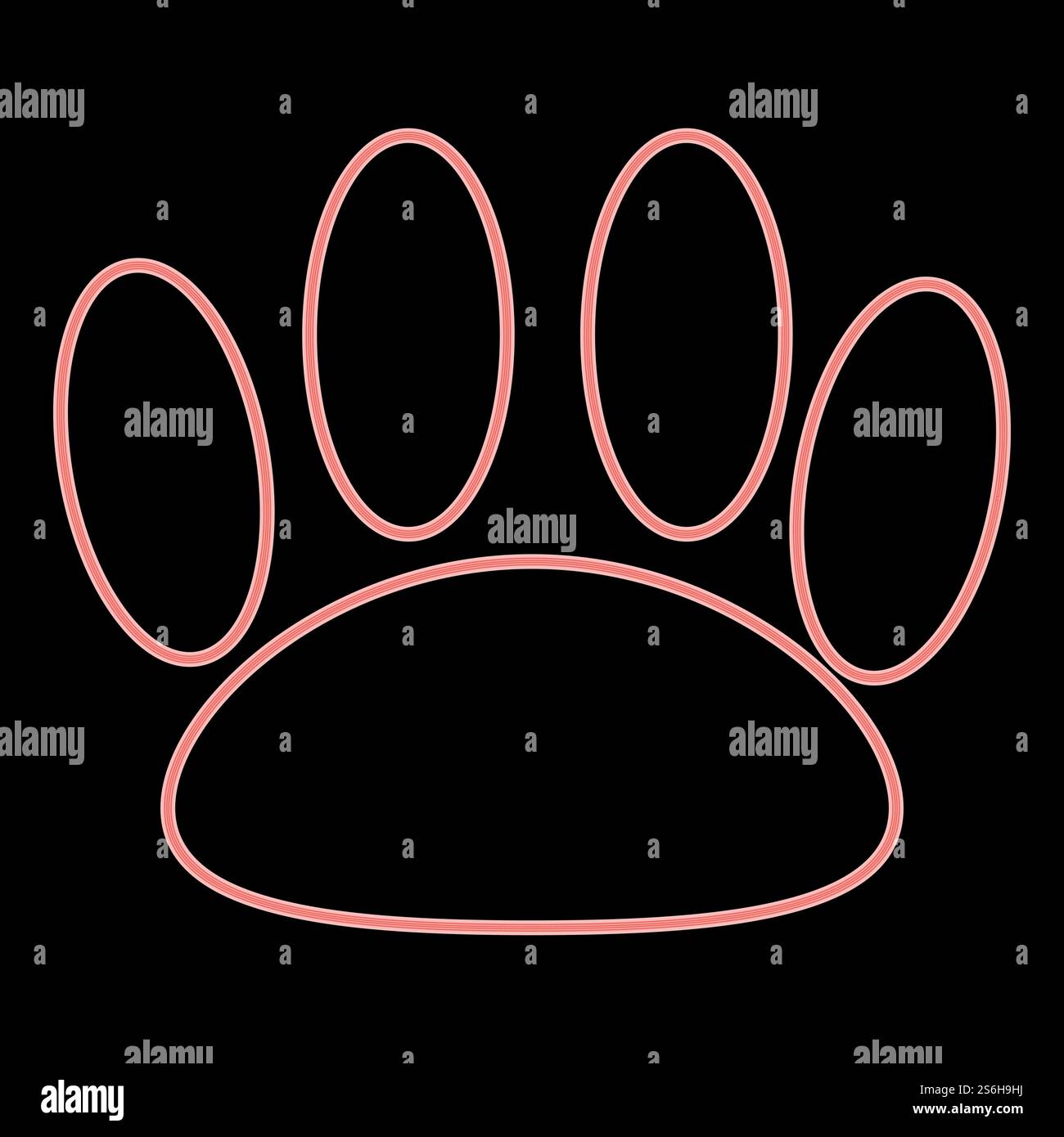 Neon animal footprint it is the red color vector illustration flat ...
