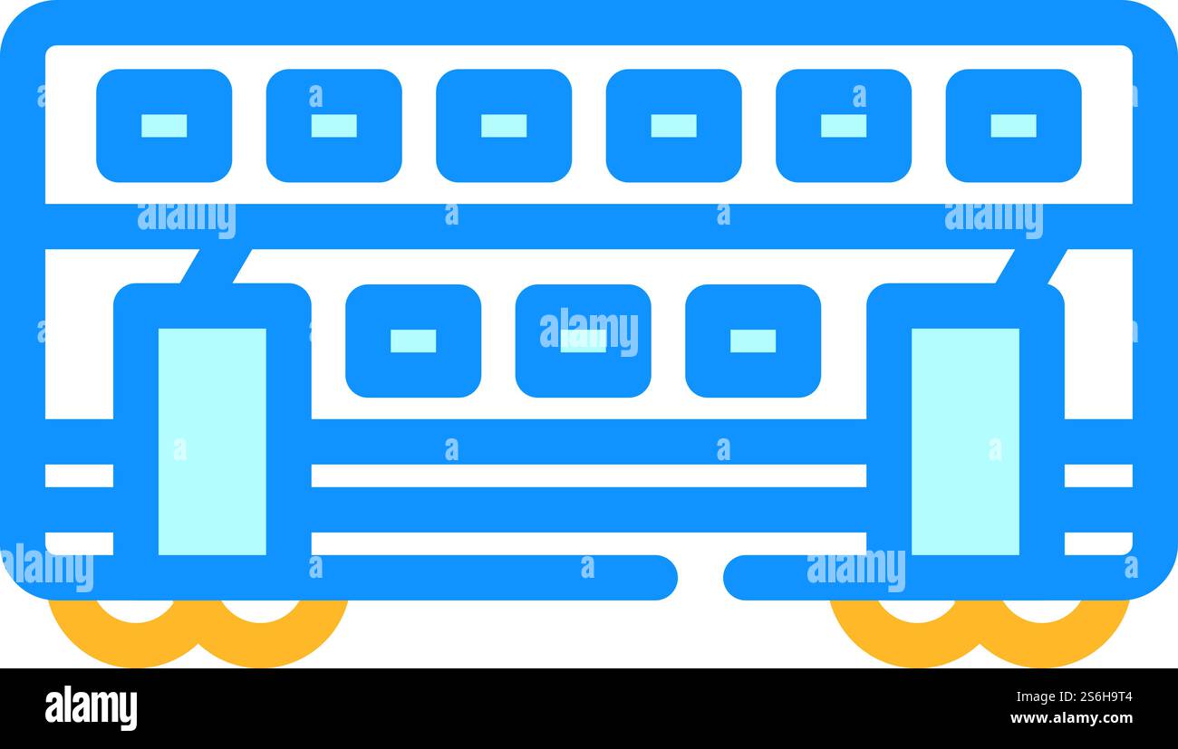 double-deck wagon color icon vector. double-deck wagon sign. isolated ...