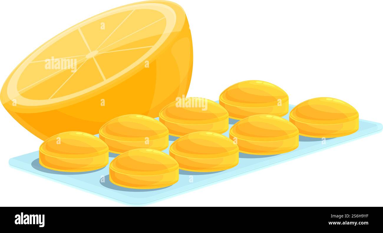 Lemon cough drops icon. Cartoon of Lemon cough drops vector icon for ...