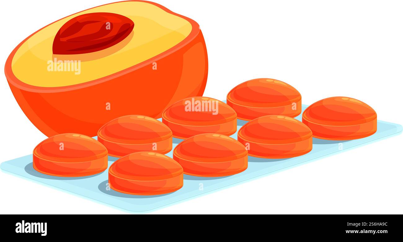 Peach cough drops icon. Cartoon of Peach cough drops vector icon for ...