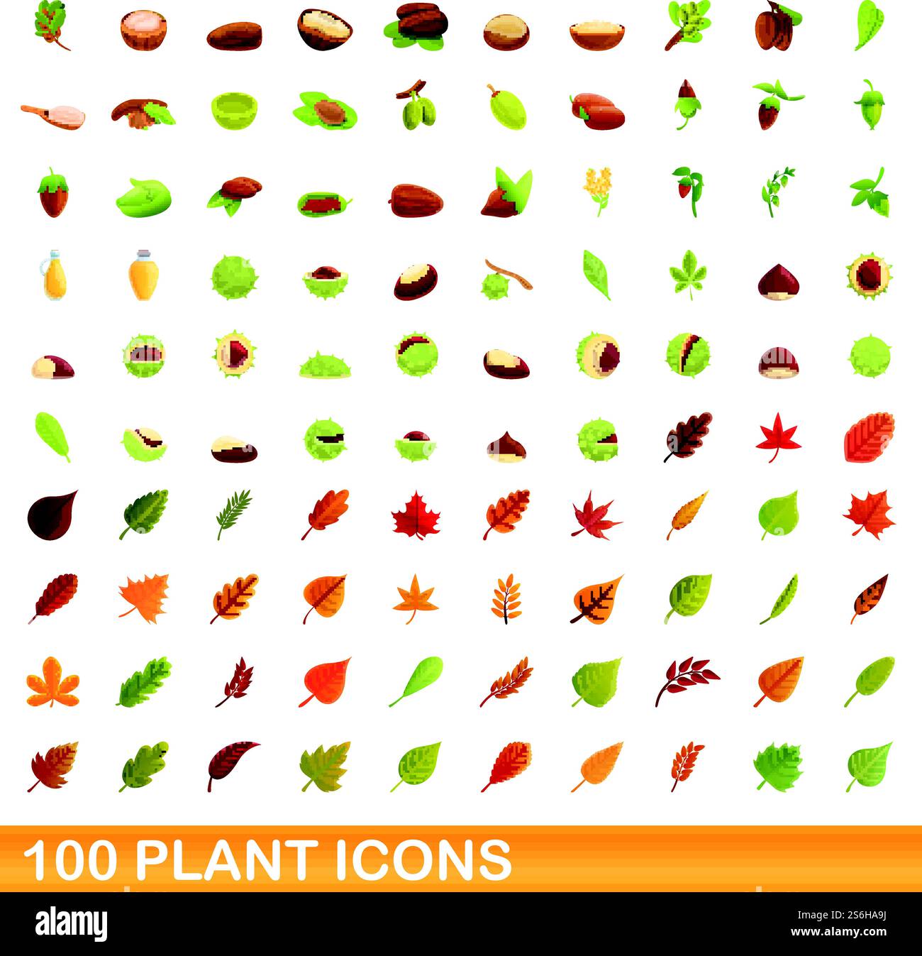 100 plant icons set. Cartoon illustration of 100 plant icons vector set ...