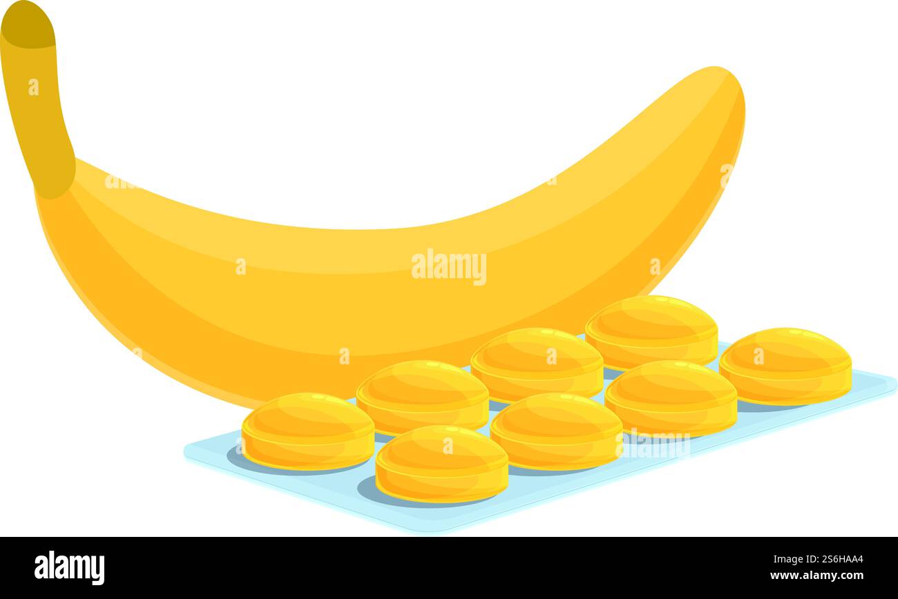 Banana cough drops icon. Cartoon of Banana cough drops vector icon for ...