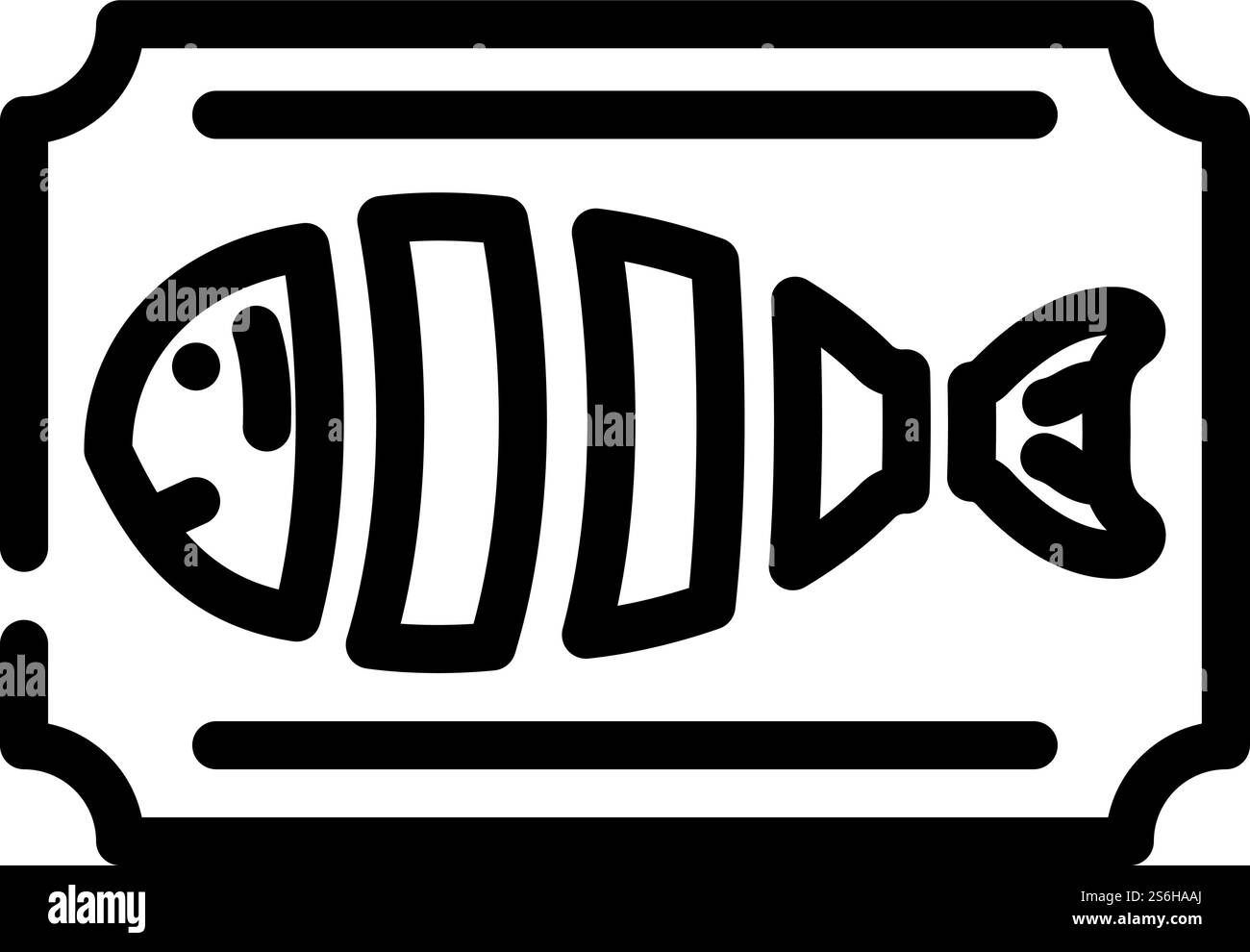 cut fish line icon vector. cut fish sign. isolated contour symbol black ...