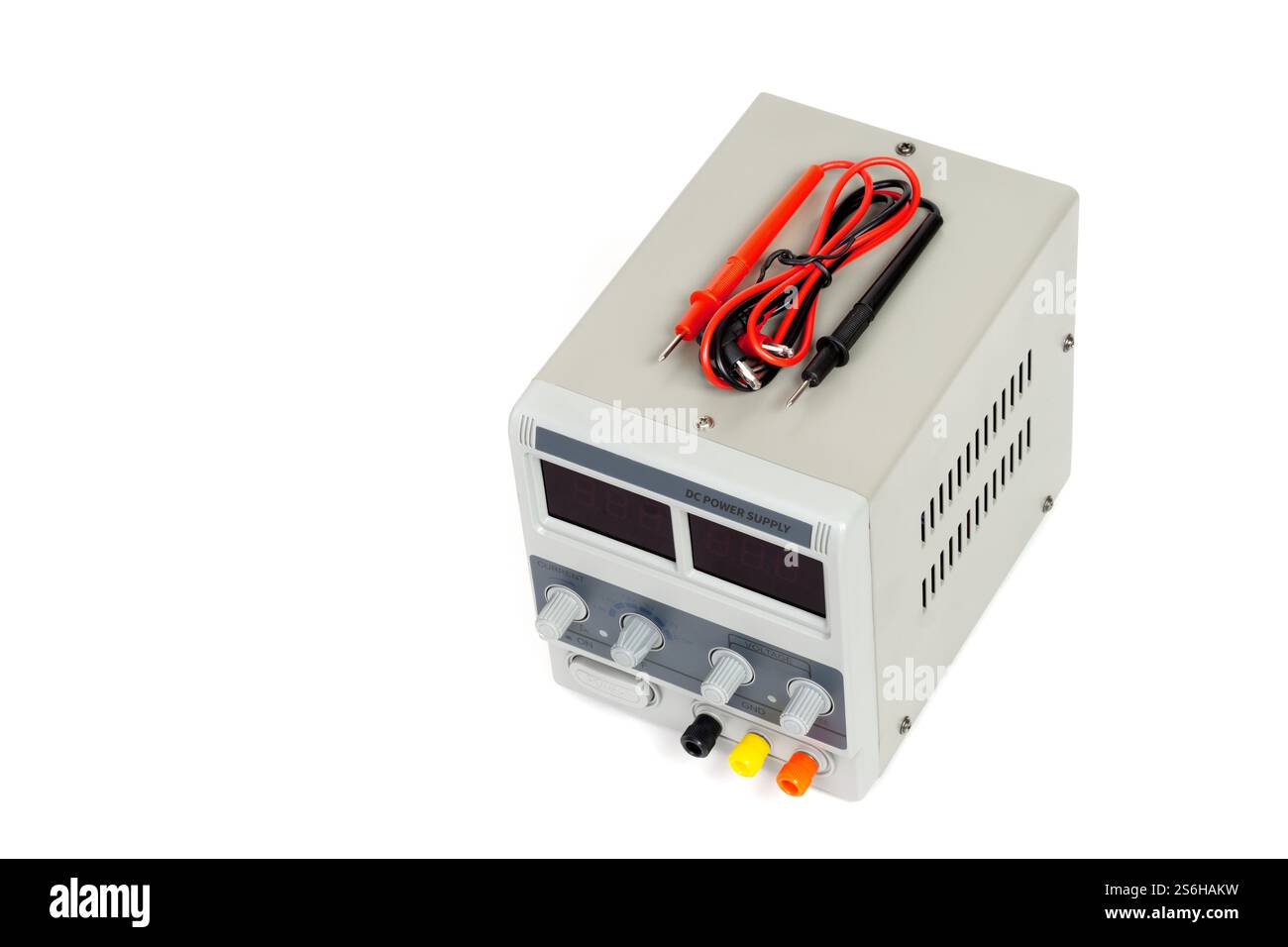 DC power supply unit equipped with test leads and probes, featuring ...
