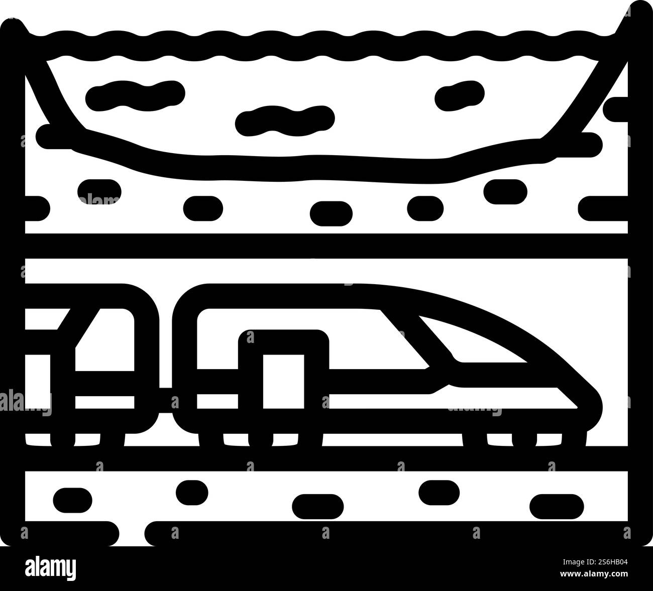 underwater railway tunnel line icon vector. underwater railway tunnel ...