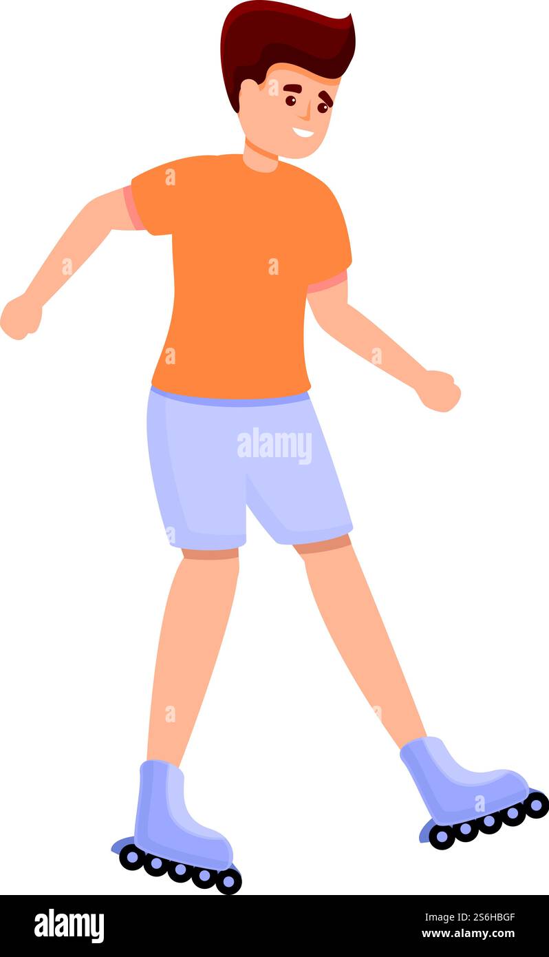 Boy happy rollerblading icon. Cartoon of Boy happy rollerblading vector ...