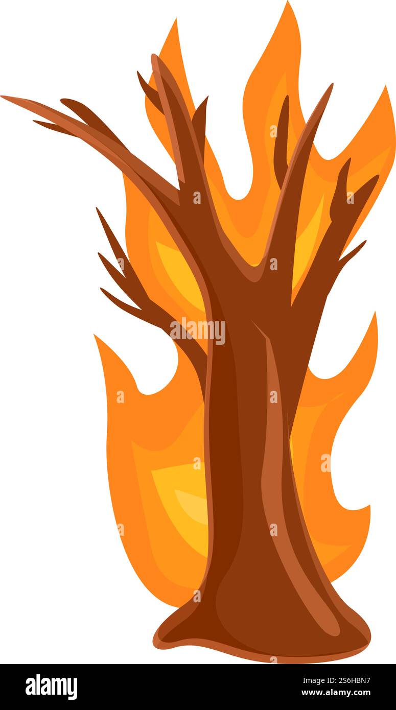 Burning forest tree icon. Cartoon of Burning forest tree vector icon ...
