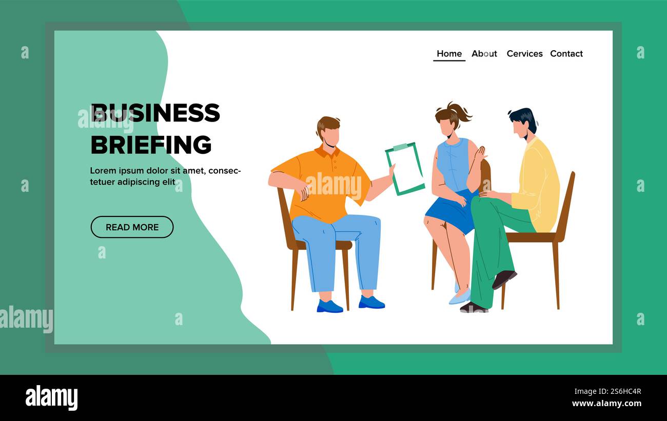 Business Briefing Communicate Colleagues Vector. Company Team Young Men ...