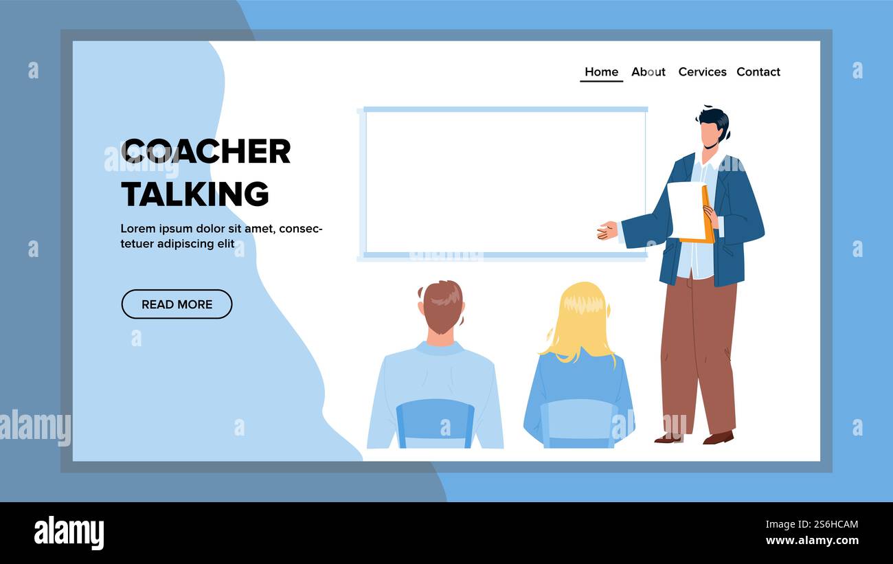 Coacher Talking To Employee On Briefing Vector. Businessman Coacher ...