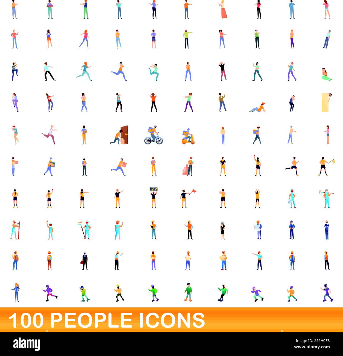 100 people icons set. Cartoon illustration of 100 people icons vector ...