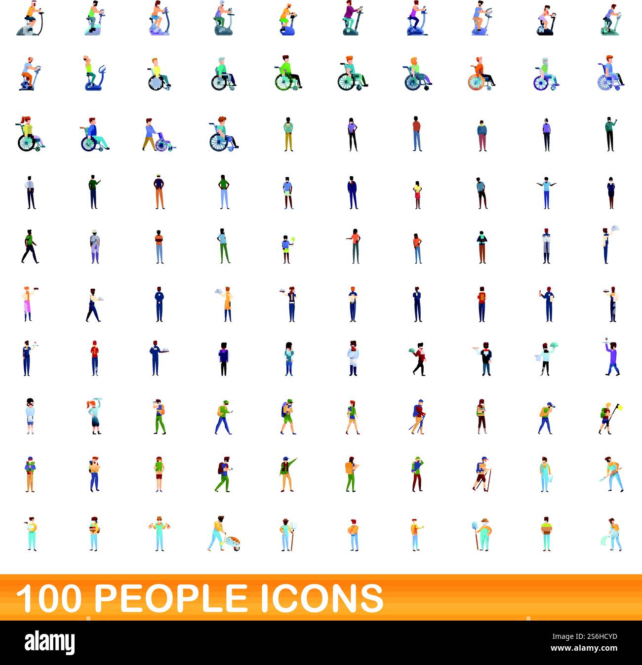 100 people icons set. Cartoon illustration of 100 people icons vector ...