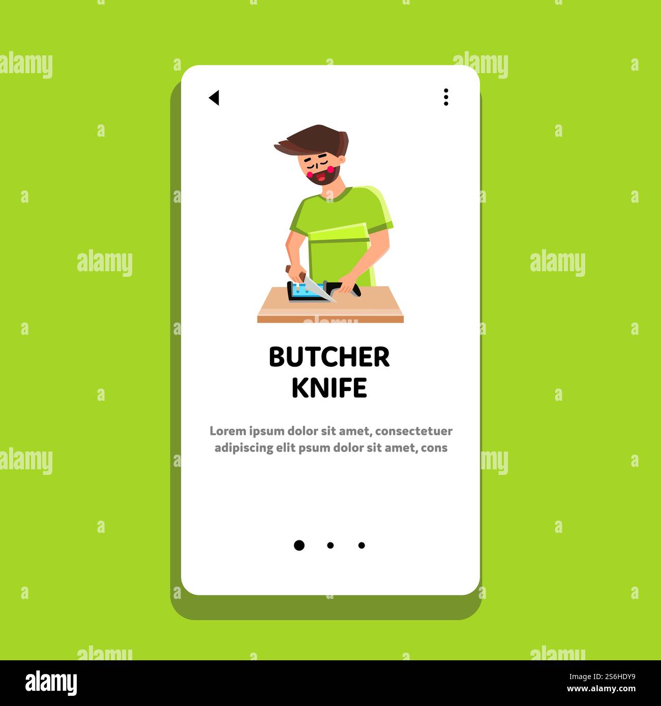 Butcher Knife Using Man For Cutting Meat Vector. Butcher Knife ...
