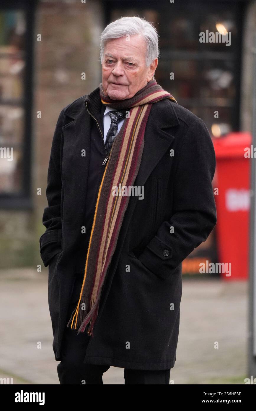 Tony Blackburn arrives at the funeral of DJ Johnnie Walker at St Peter ...