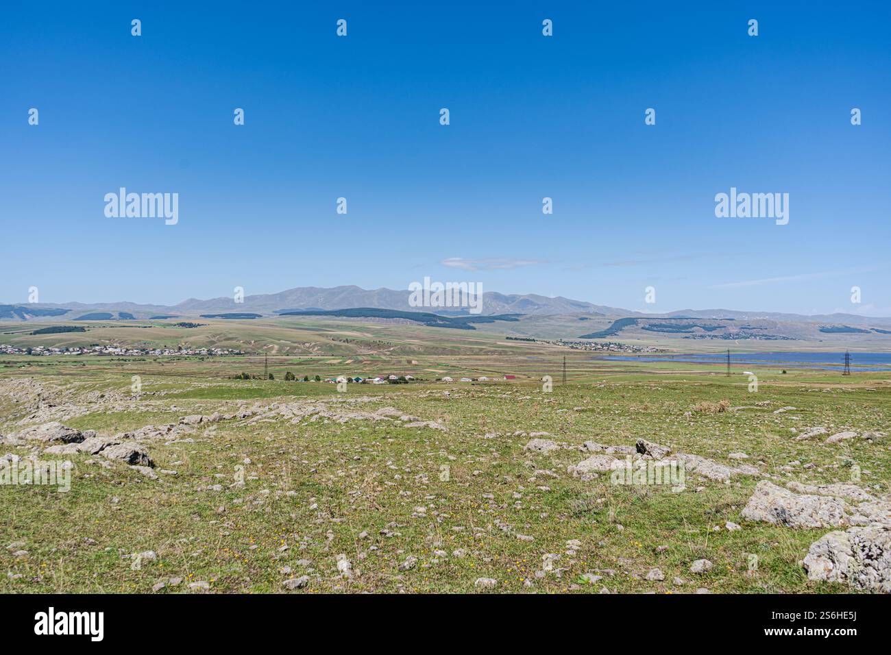 Rural landscape with canyon and river close to Tsalka town in Shida ...