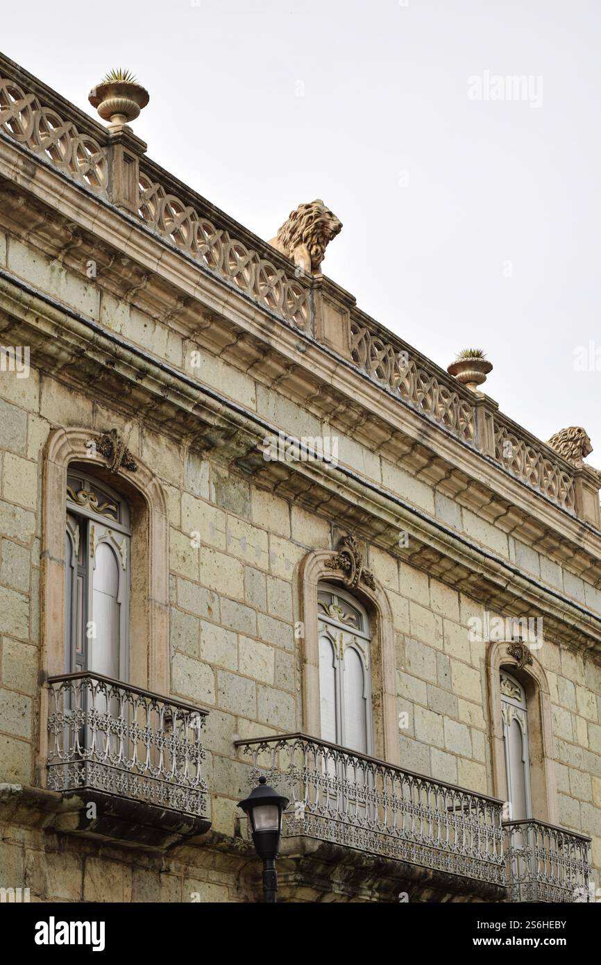 Colonial facade with architectural details in the City of Oaxaca Stock ...