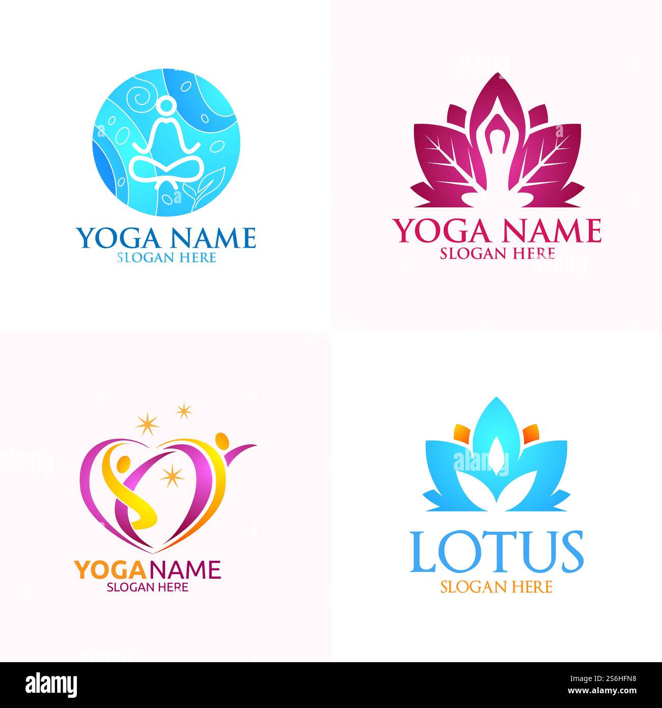 Yoga and Lotus flower logo with Health Spa Concept and Human Silhouette ...