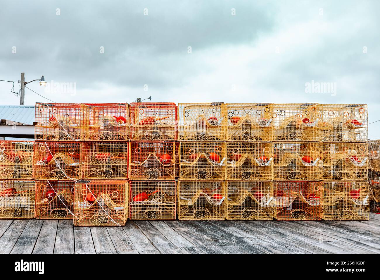 Stacked Yellow Crab Pots on Smith Island Stock Photo - Alamy