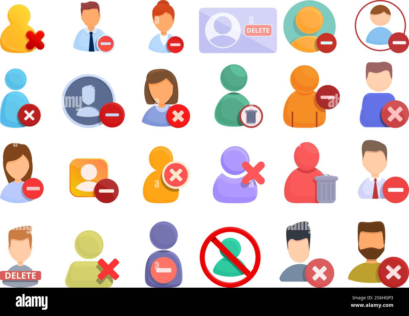 Delete user icons set. Cartoon set of delete user vector icons for web ...
