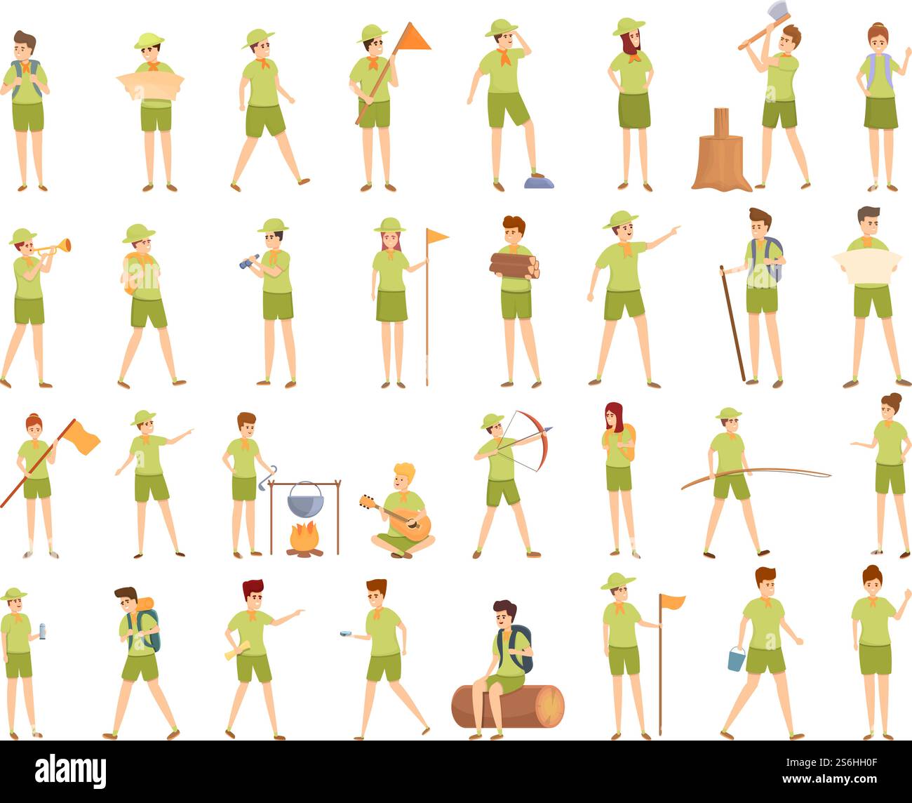 Scouting icons set. Cartoon set of scouting vector icons for web design ...