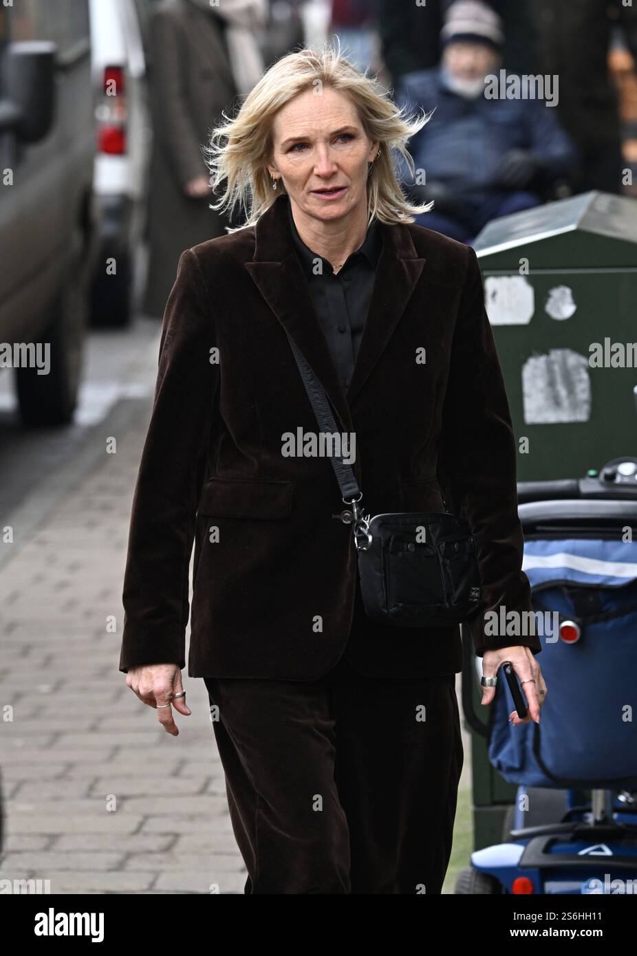 Somerset, UK. January 17th, 2025. Jo Whiley attending the funeral of ...