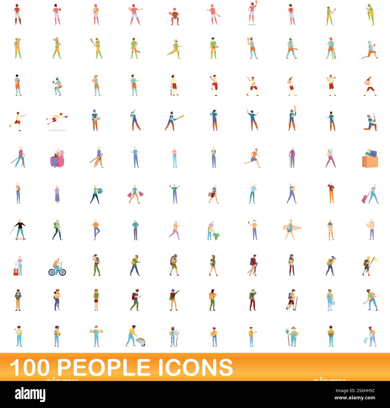 100 people icons set. Cartoon illustration of 100 people icons vector ...