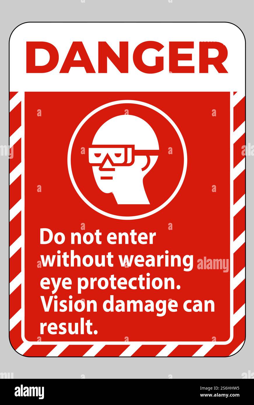 Danger Sign Do Not Enter Without Wearing Eye Protection,Vision Damage ...