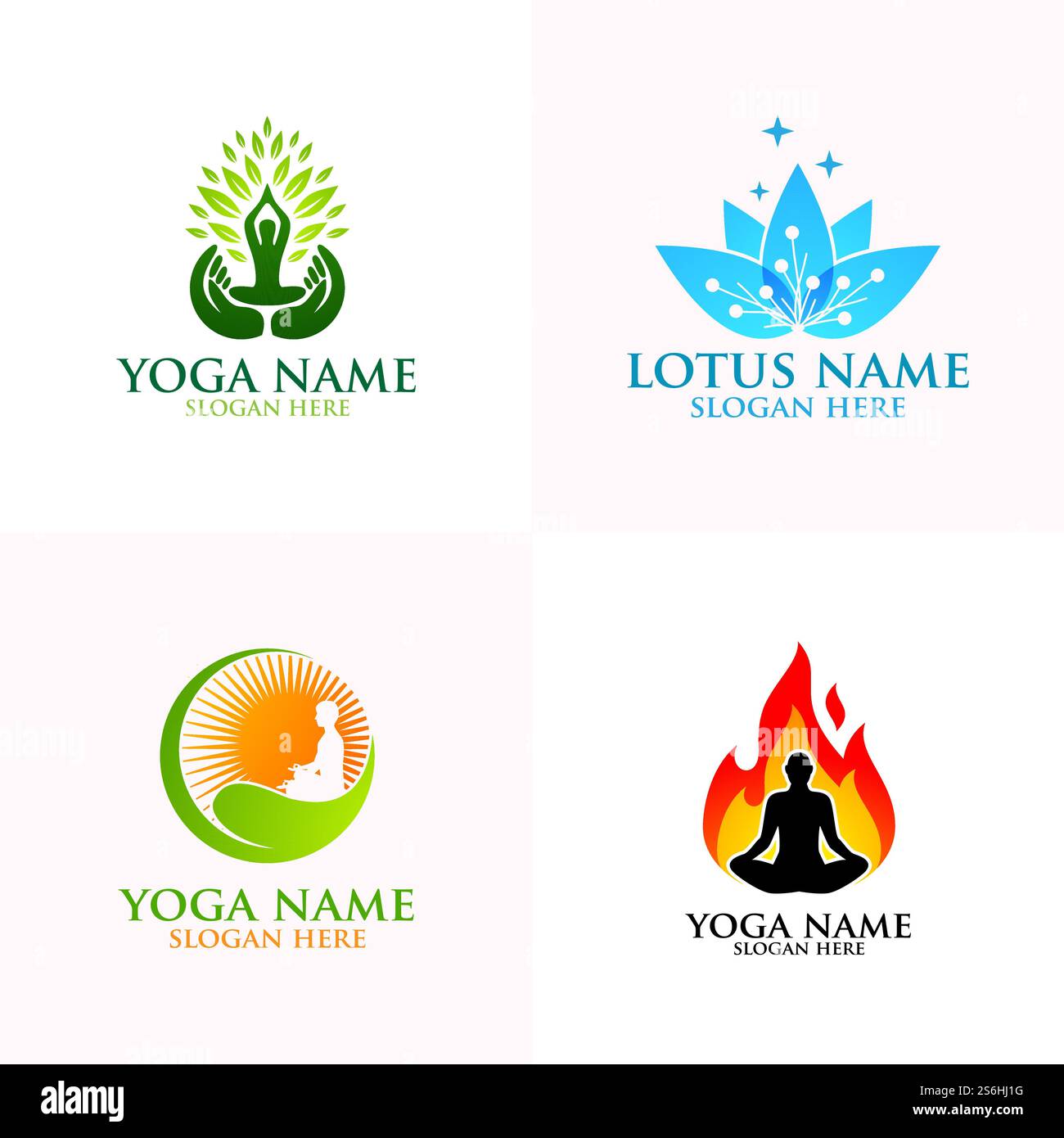 Yoga and Lotus flower logo with Health Spa Concept and Human Silhouette ...
