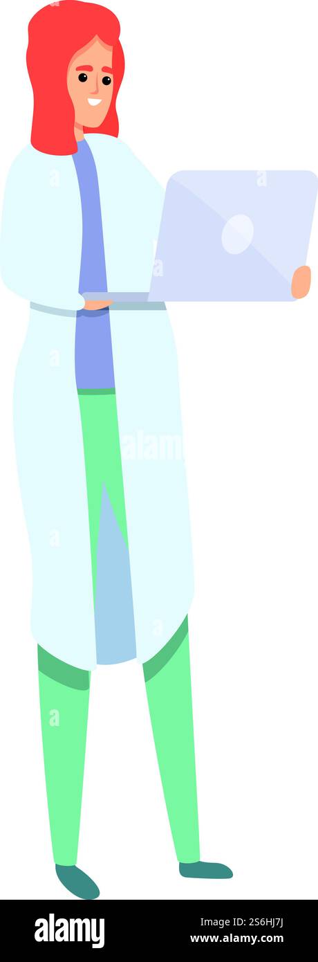 Laptop research scientist icon. Cartoon of Laptop research scientist ...