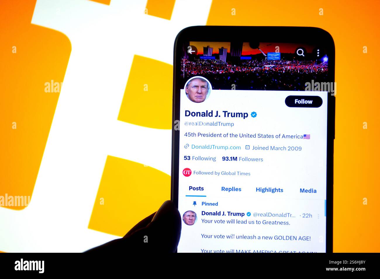 In this photo illustration, Donald J Trump's X Page is seen displayed ...