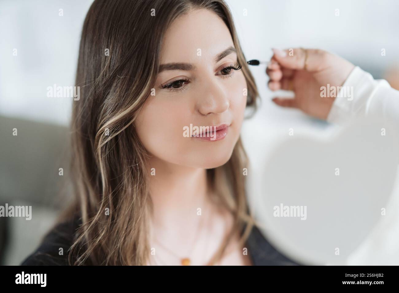 False Lash Application on Model Stock Photo - Alamy