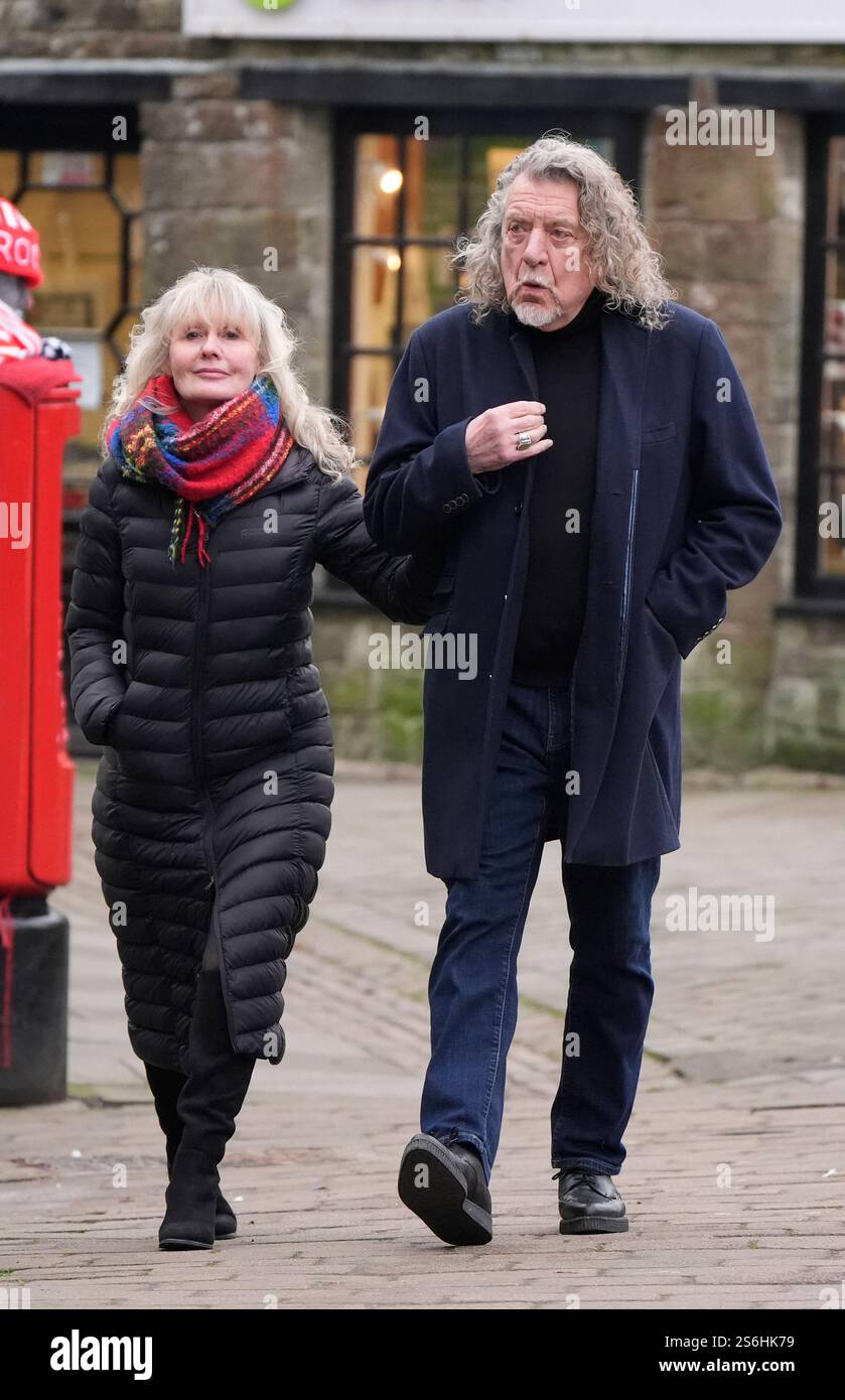 Robert Plant arrives at the funeral of DJ Johnnie Walker at St Peter's ...