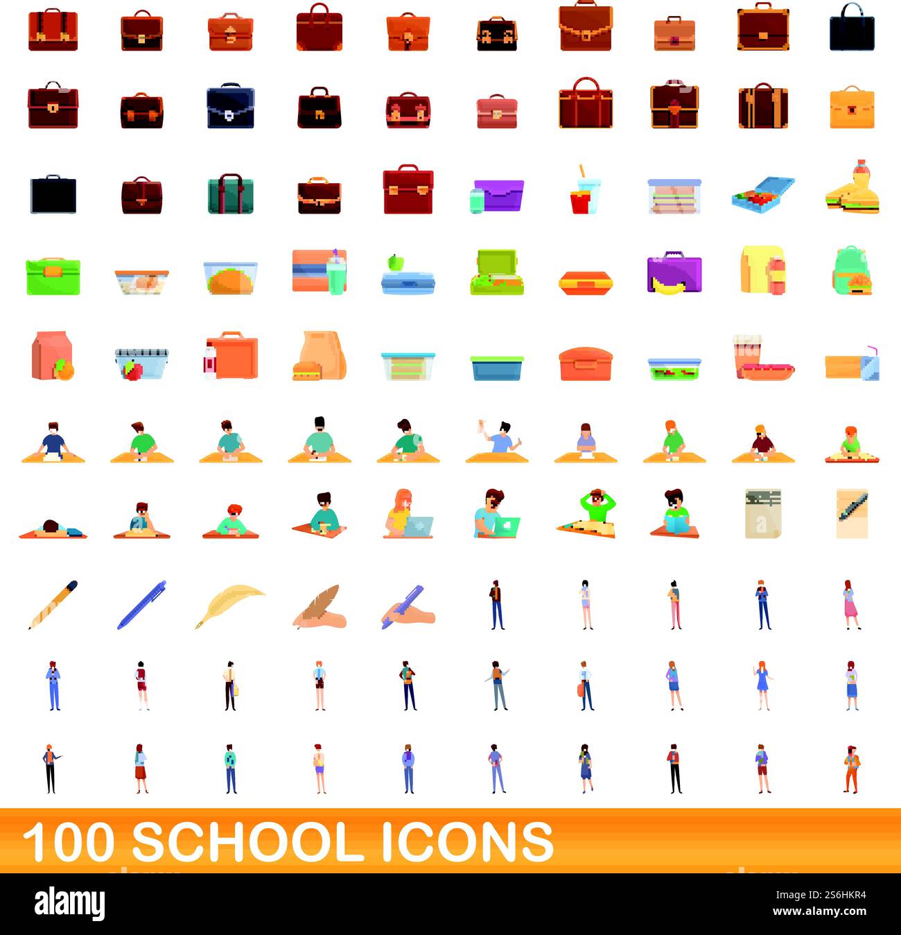 100 school icons set. Cartoon illustration of 100 school icons vector ...