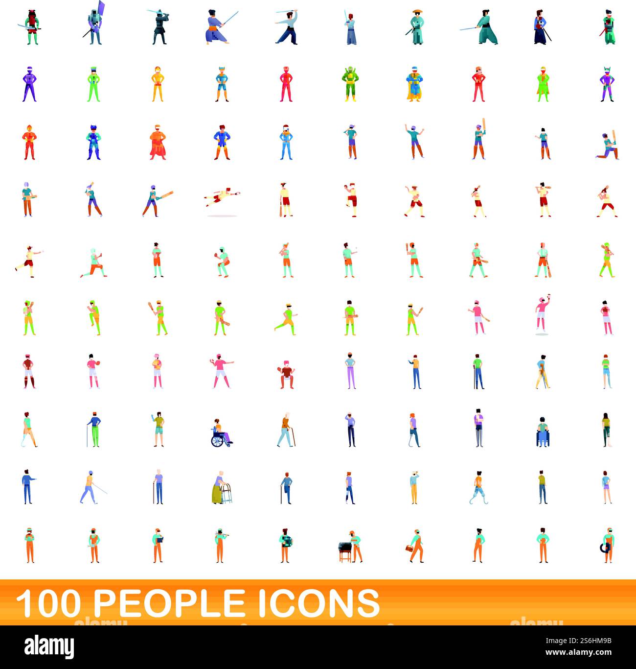 100 people icons set. Cartoon illustration of 100 people icons vector ...