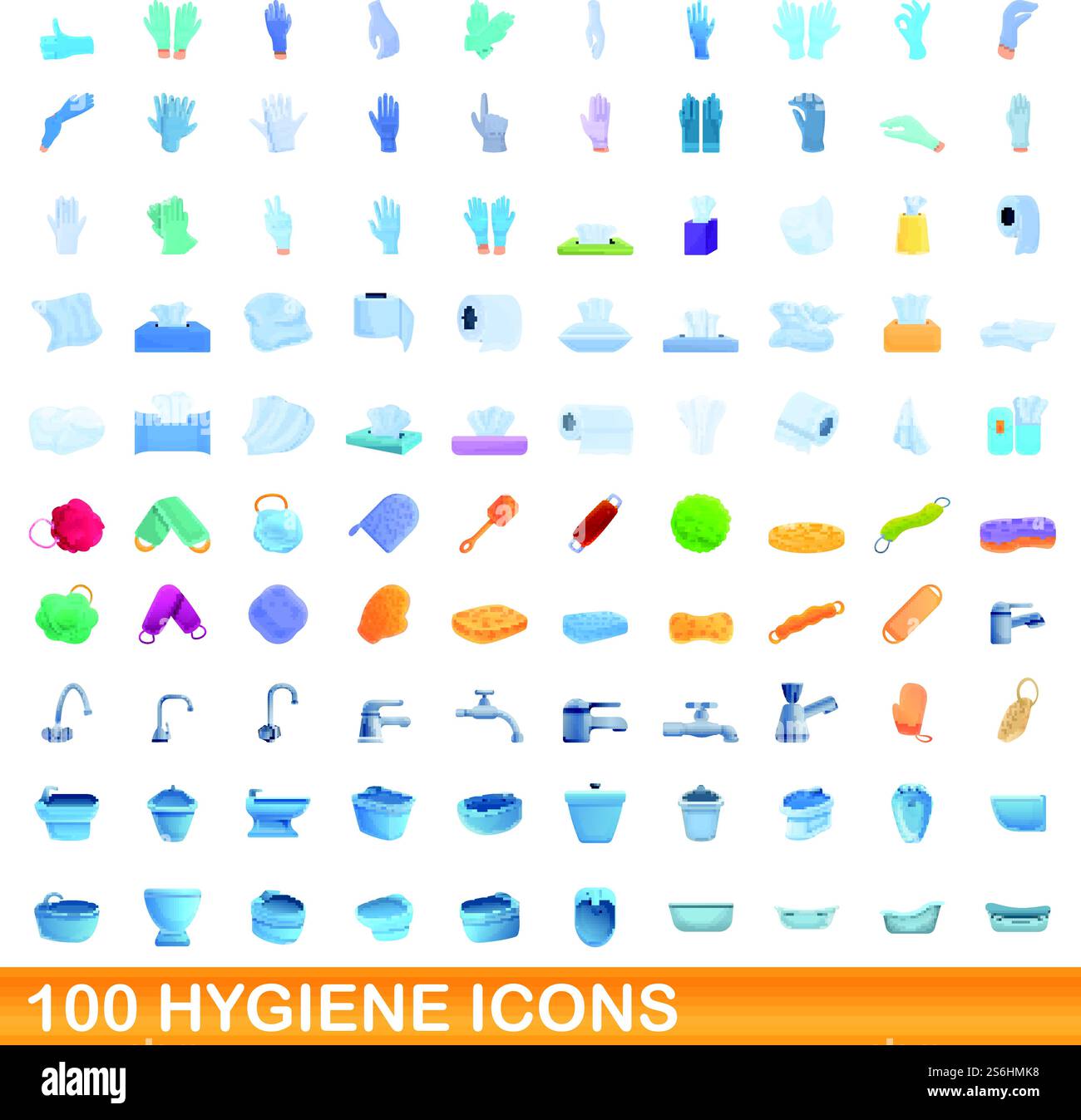 100 hygiene icons set. Cartoon illustration of 100 hygiene icons vector ...