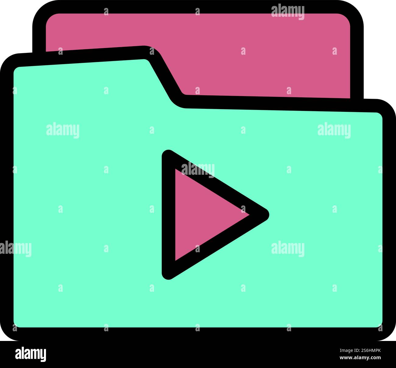 Video folder icon. Outline Video folder vector icon for web design isolated on white background ...