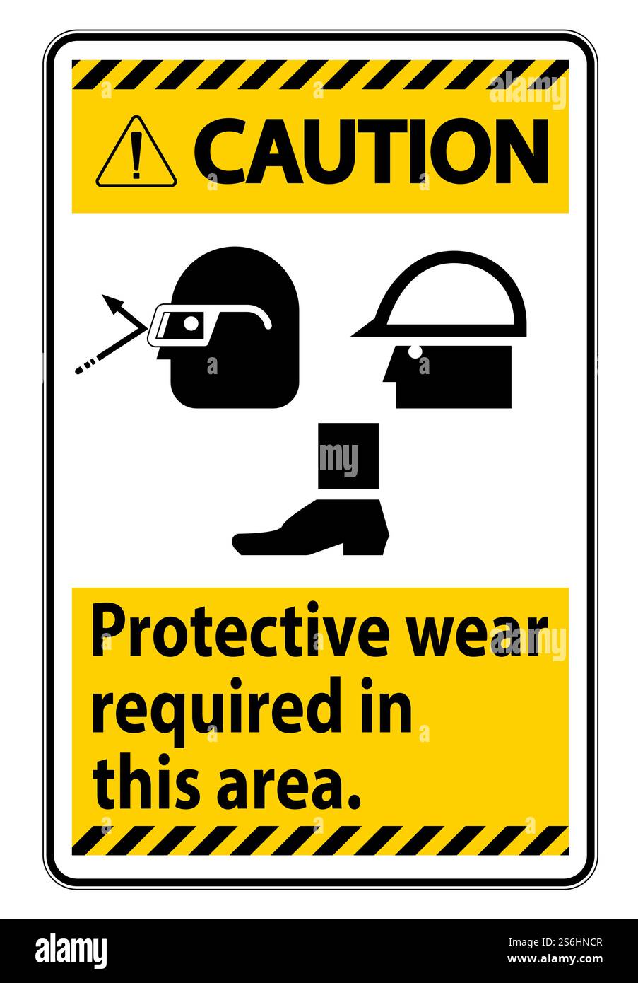Caution Sign Protective Wear Is Required In This Area.With Goggles ...