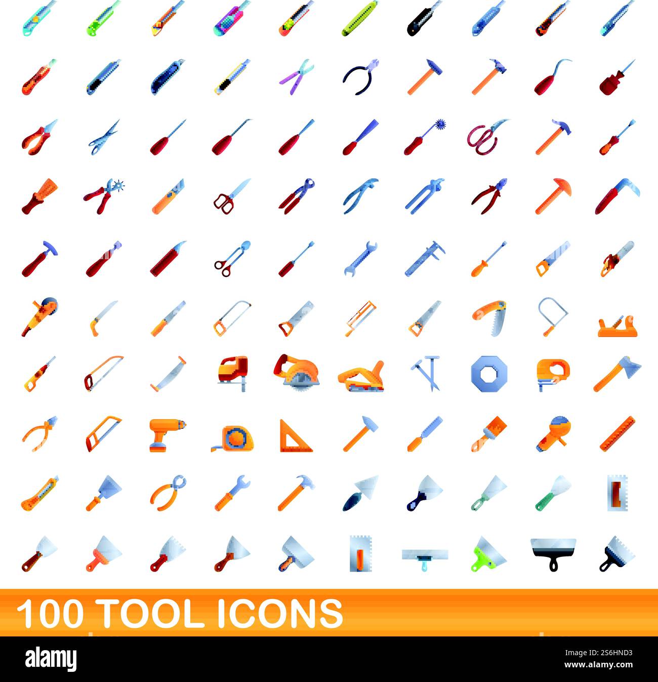 100 tool icons set. Cartoon illustration of 100 tool icons vector set ...