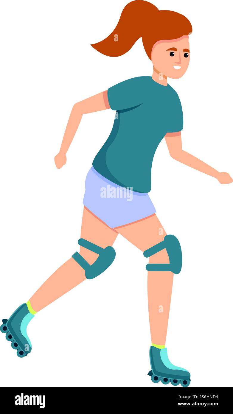 Fast girl rollerblading icon. Cartoon of Fast girl rollerblading vector ...