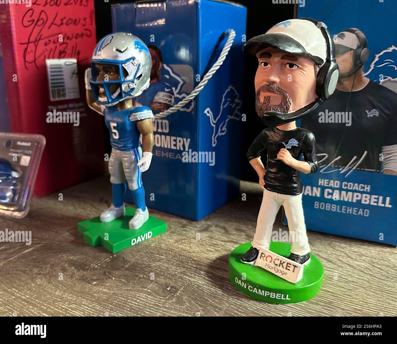 Bobbleheads depicting Detroit Lions NFL football coach Dan Campbell ...