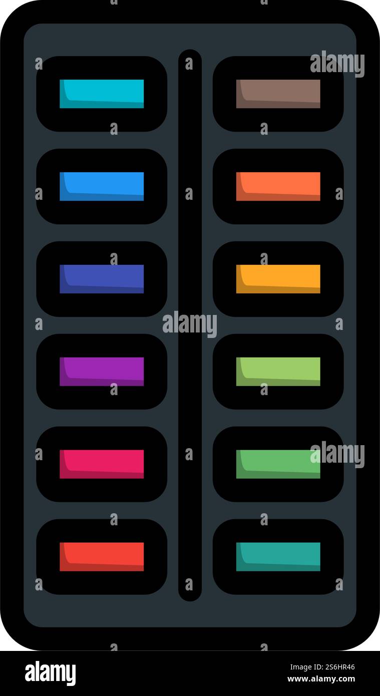 Watercolor Paint-box Icon. Editable Bold Outline With Color Fill Design ...